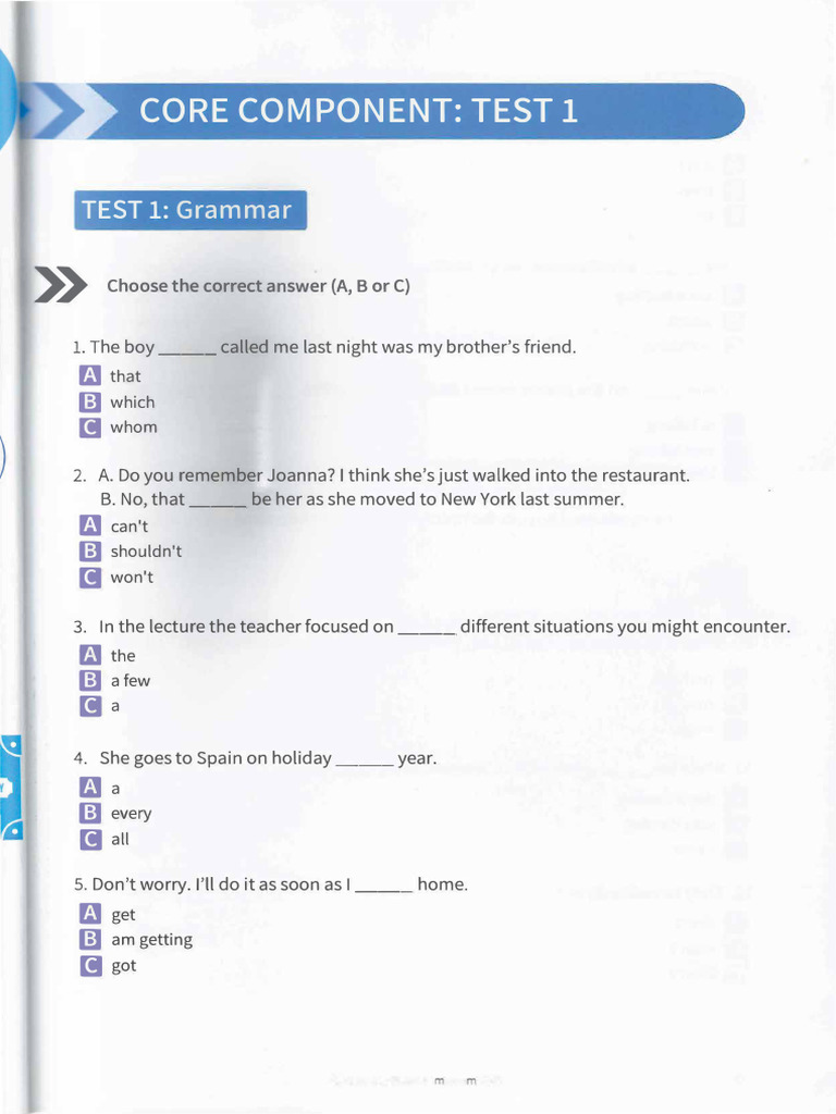 Test 1 Grammar, Voc, Reading & Writing FOR STUDENTS | PDF | Vancouver