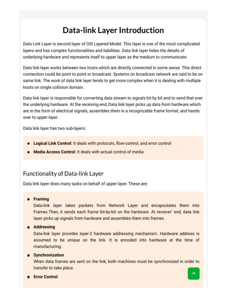 Data-link Layer Introduction | PDF | Networking Standards | Computer Standards