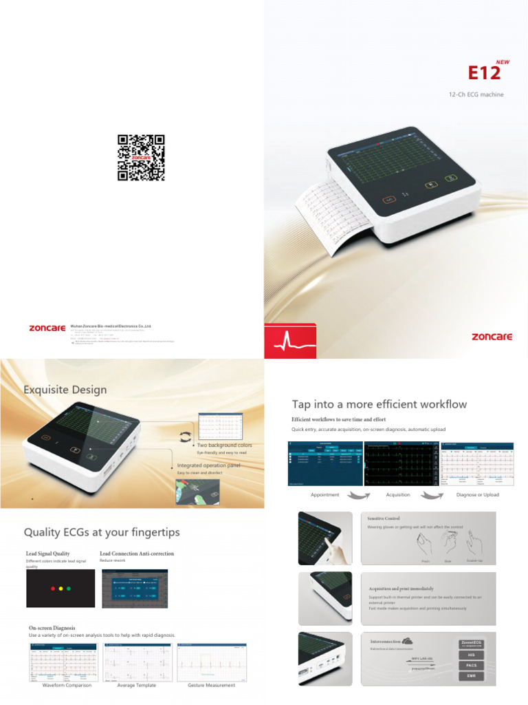Zoncare 12-Channel ECG Machine Overview | PDF