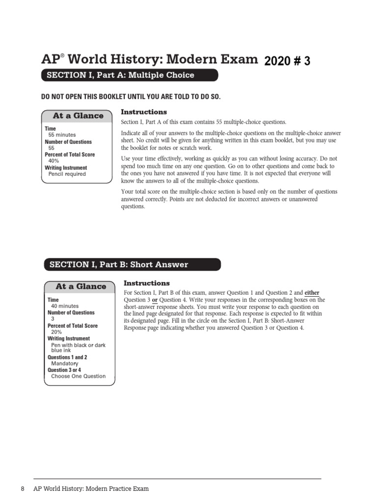 AP World History - Modern 2020 Practice Exam and Notes #3 | PDF ...