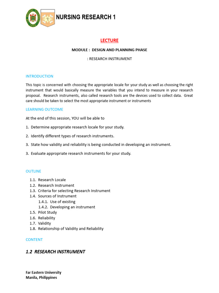 Module 8 Research Instrument Revised 2024 | PDF | Validity (Statistics ...