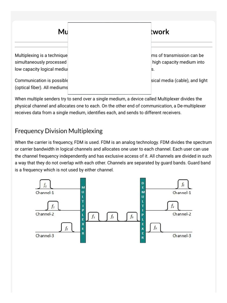 Multiplexing in Computer Network | PDF | Multiplexing | Transmission Medium