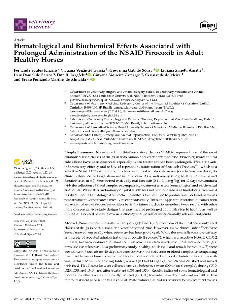 Hematological and Biochemical Effects Associated With Prolonged ...