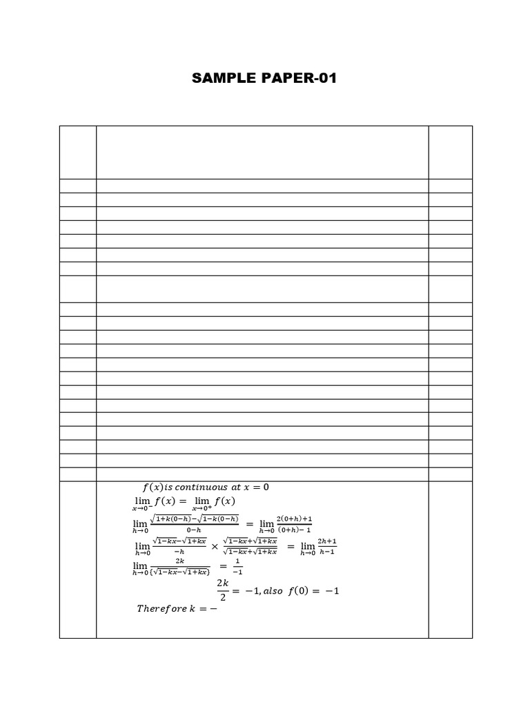 Class-Xii Maths Sample Paper-01 Soe | PDF | Mathematics | Mathematical ...