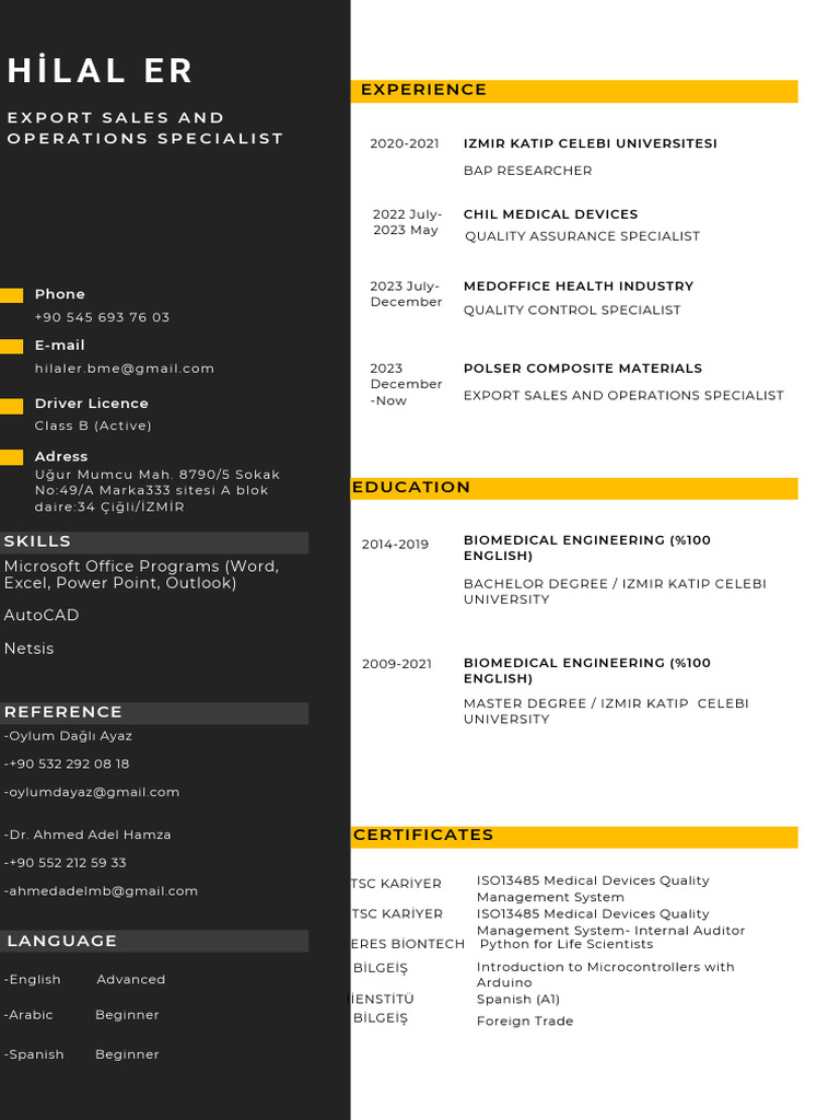 Export Sales & Operations Specialist Resume | PDF