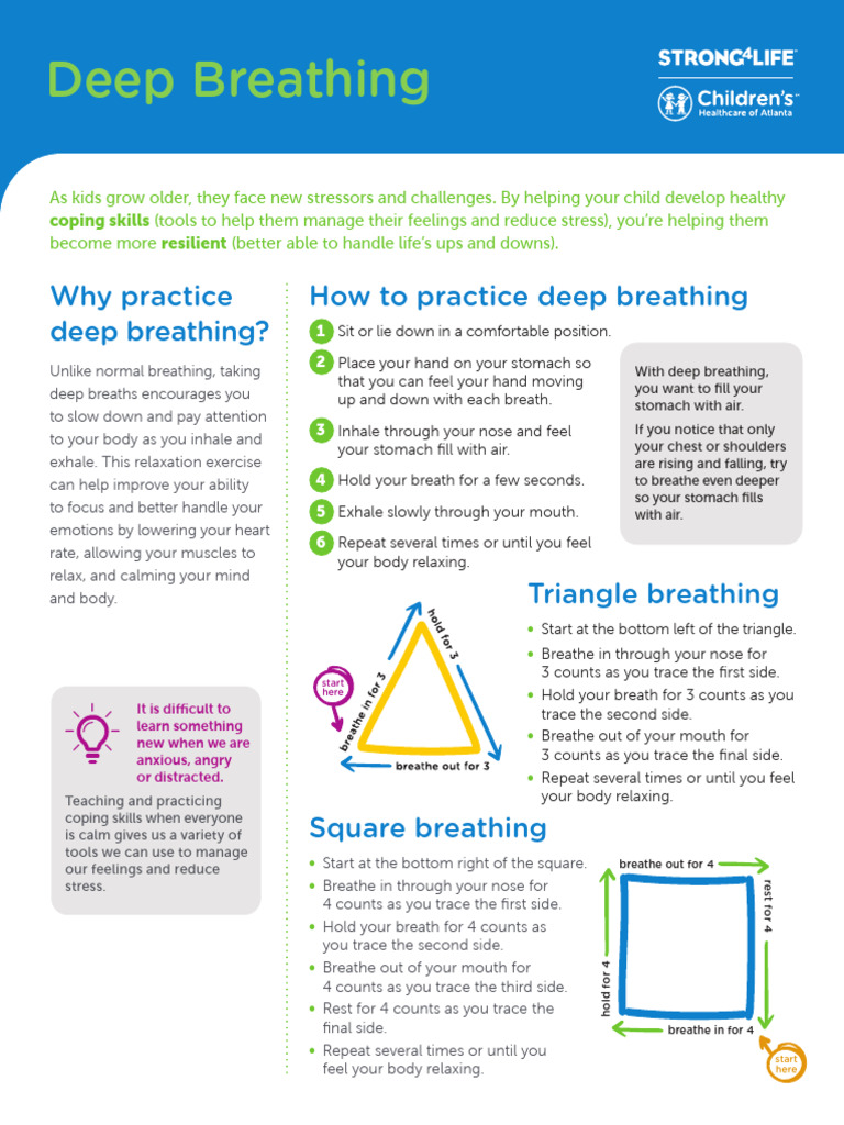 Coping Skills For Kids Deep Breathing | PDF | Respiración | Fisiologia ...