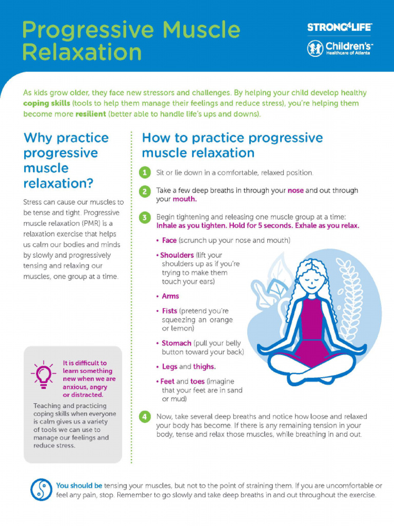 Coping Skills For Kids Progressive Muscle Relaxation | PDF