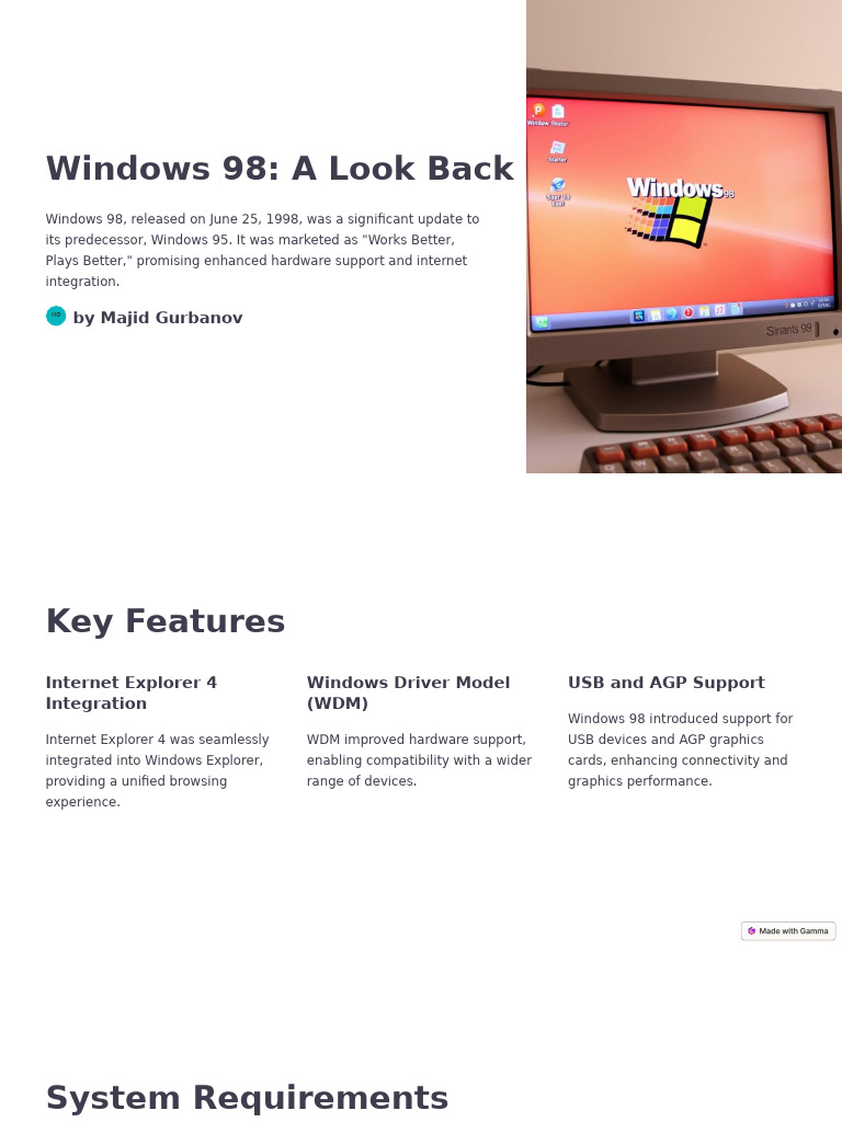 Windows 98 a Look Back | PDF | Microsoft Windows | Computing