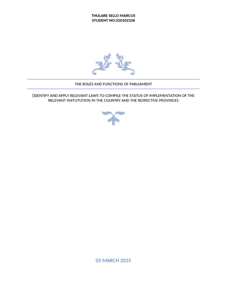 Roles and Functions of Parliament | PDF | House Of Commons Of The ...