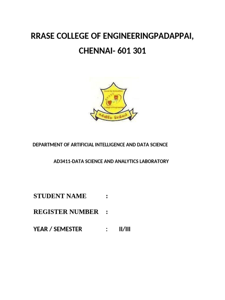 Ad3411-Data Science and Analytics Laboratory | PDF | Standard Deviation | Variance