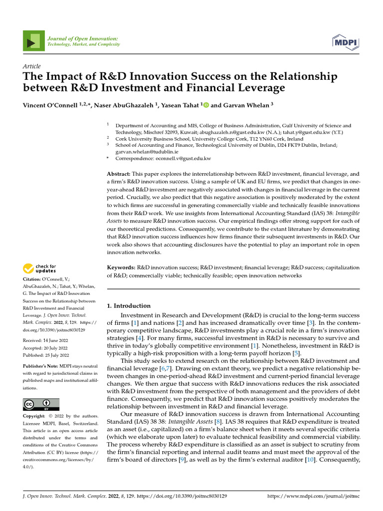The Impact of R&D Innovation Success On The Relationship Between R&D ...