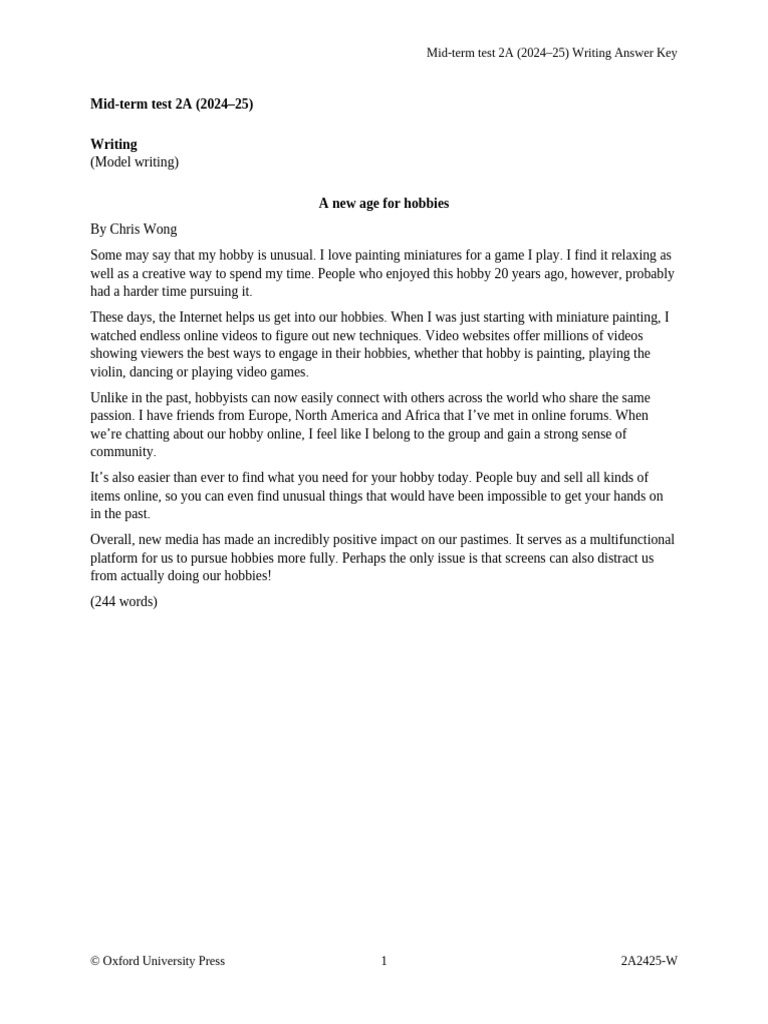 Oef Mid Term 2A2024 25 Model Writing | PDF