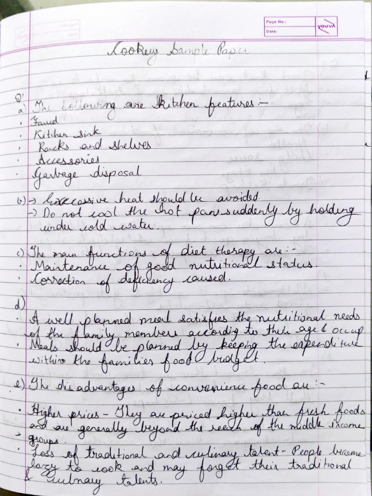 Cookery Sample Paper | PDF