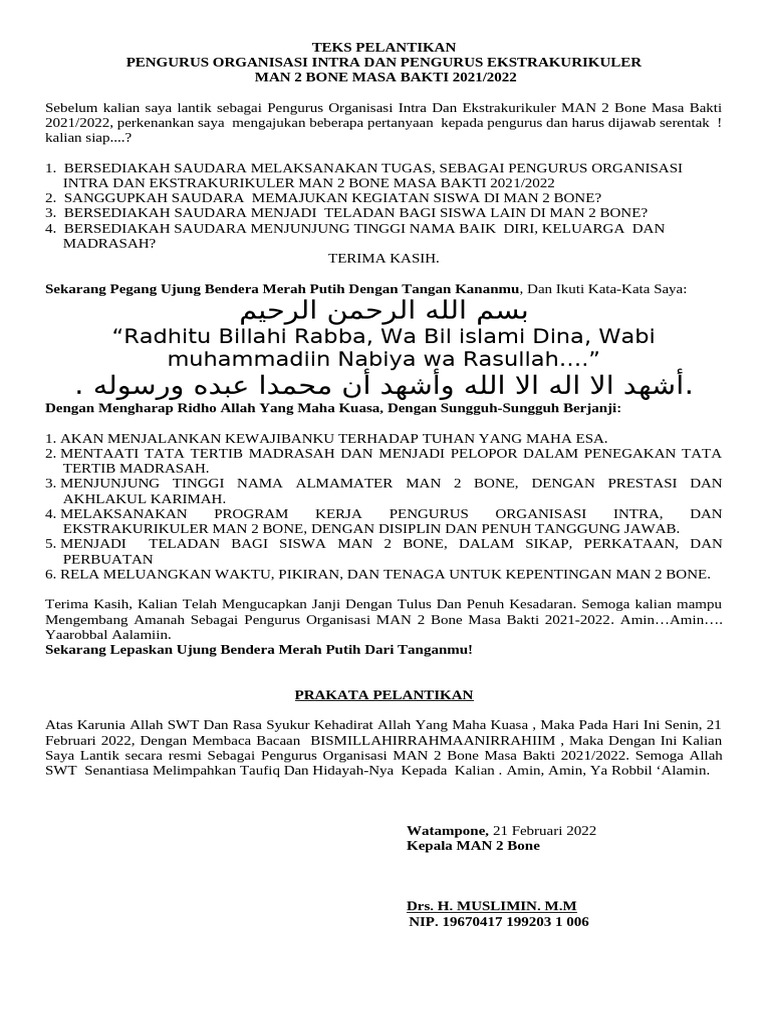 Teks Pengucapan Janji | PDF