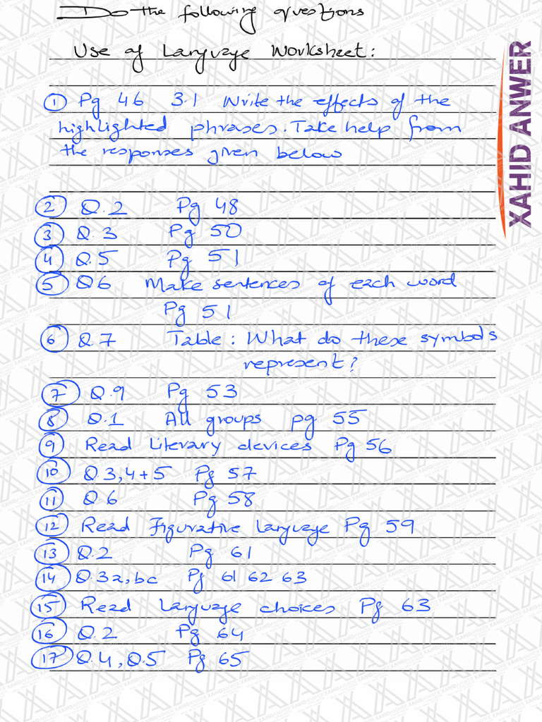 Use of Language Worksheet Qs - 250210 - 095821 | PDF