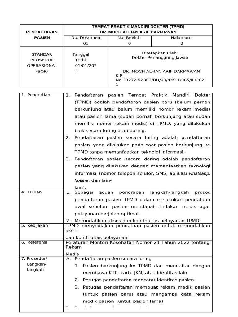 Contoh Spo Pendaftaran | PDF