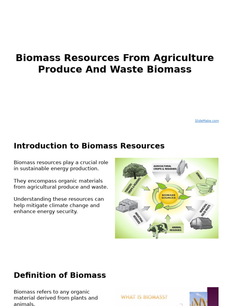Biomass Resources From Agriculture Produce and Waste Biomass | PDF ...