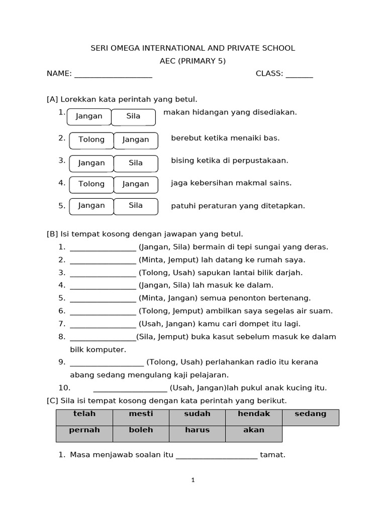 Latihan Bahasa di Seri Omega School | PDF