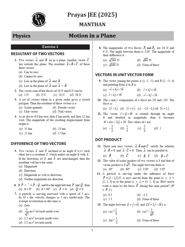 Ch 3 Motion in Plane | PDF | Acceleration | Applied And Interdisciplinary Physics