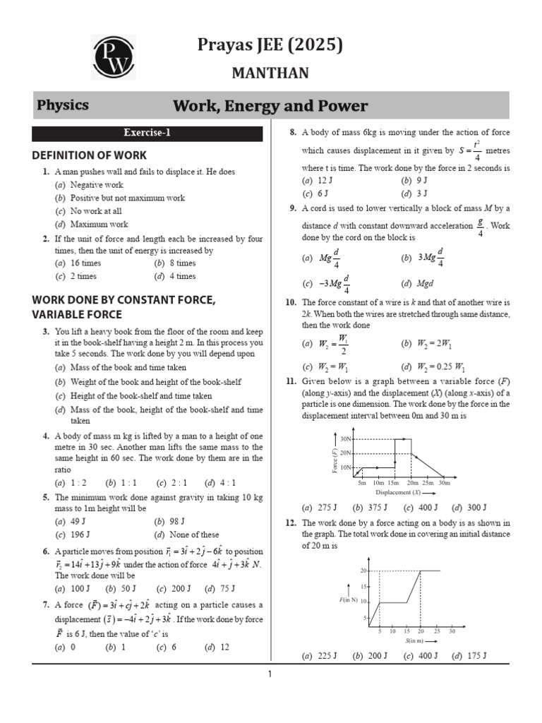 Ch 5 Work Power & Energy | PDF | Force | Potential Energy