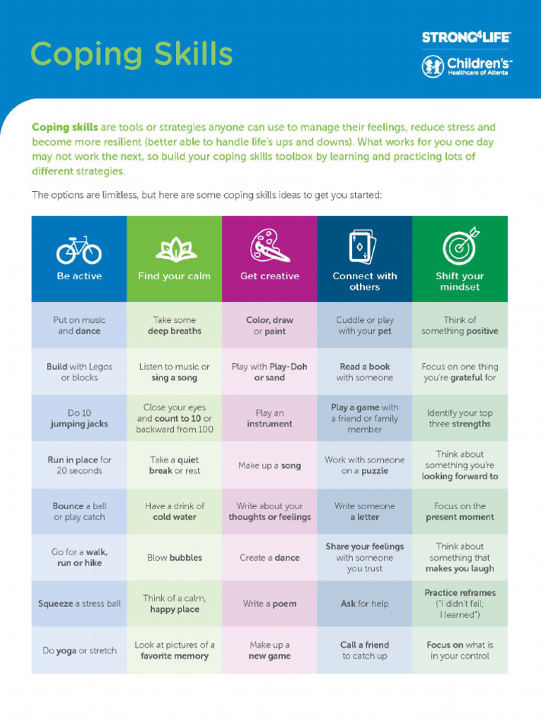 Coping Skills Ideas For Kids | PDF
