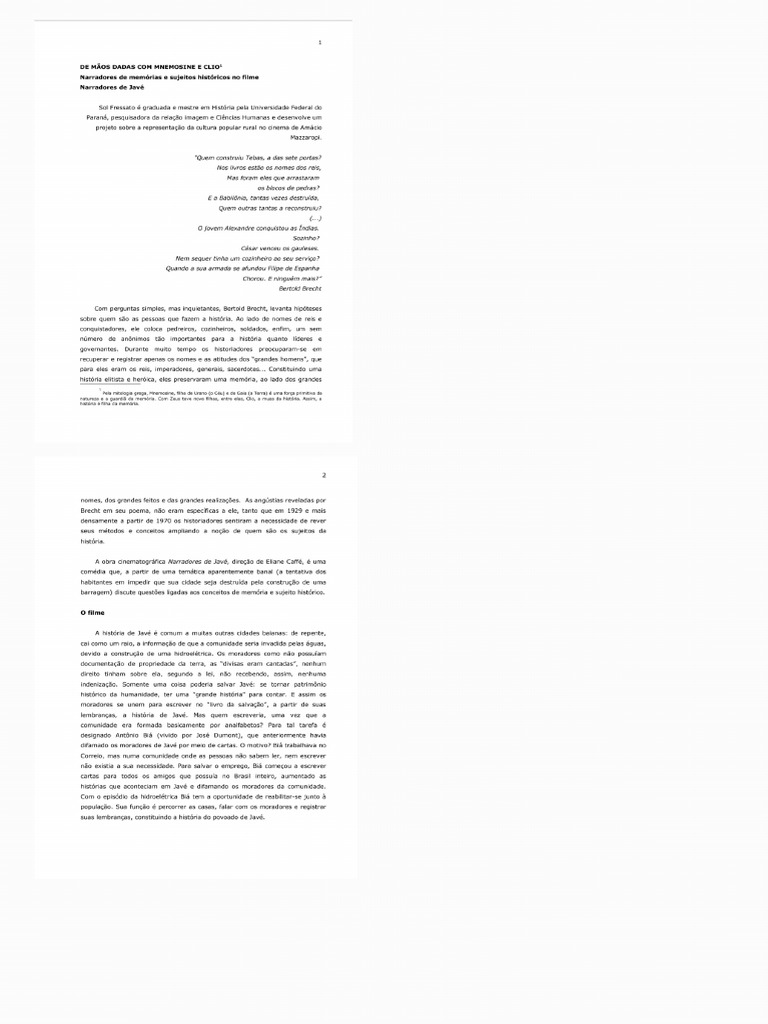 De Mãos Dadas Com Mnemosyne e Cilo | PDF