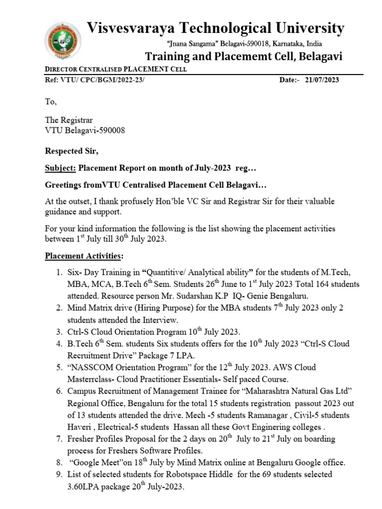 vtu report 23 july | PDF