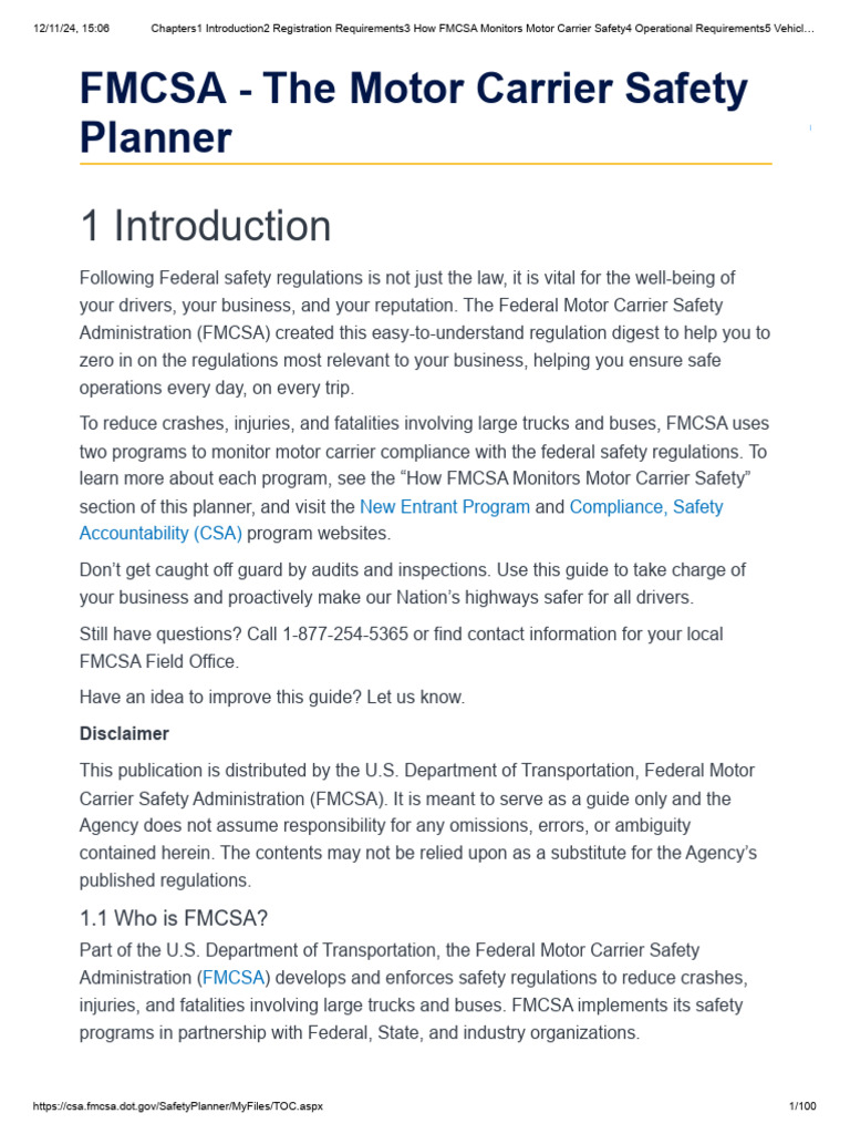 FMCSA Safety Regulations Guide | PDF | Transport