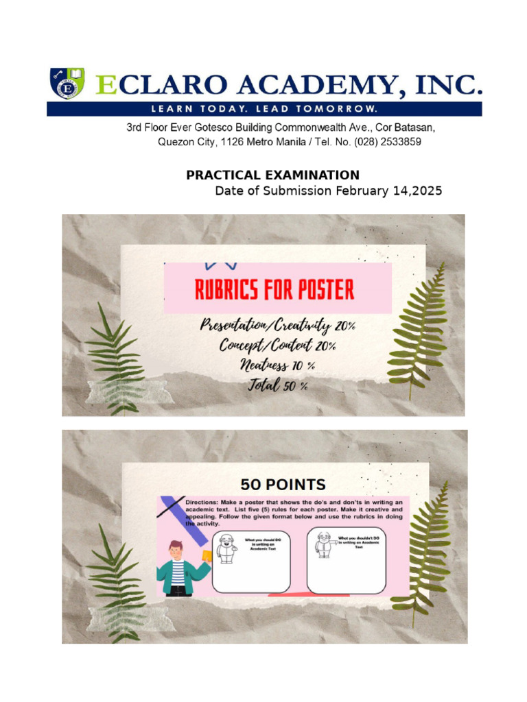 Practical Examination Submission Details | PDF