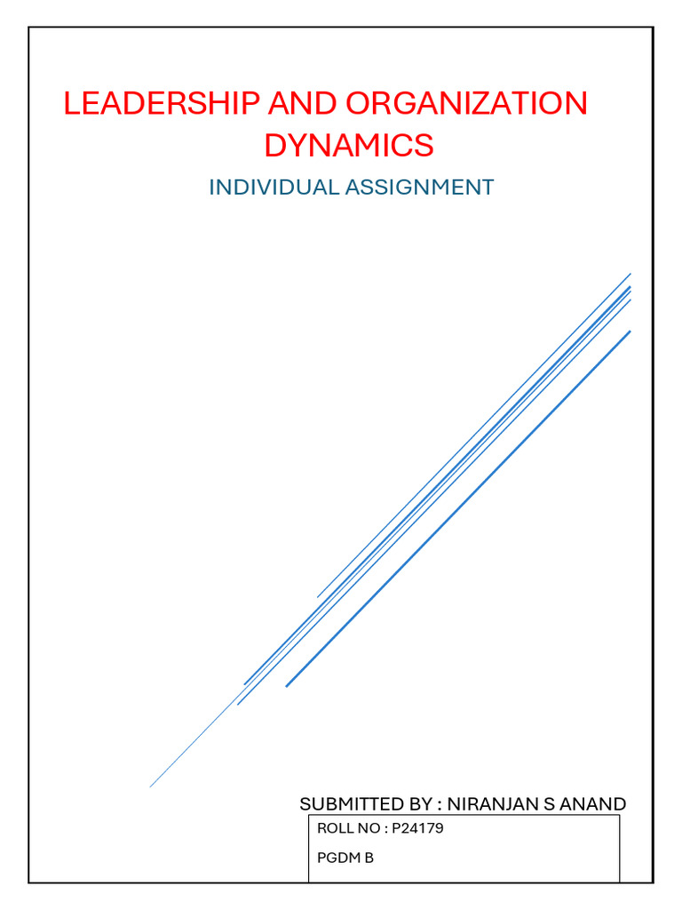 Lod Individual Assignment | PDF | Leadership | Conflict Resolution