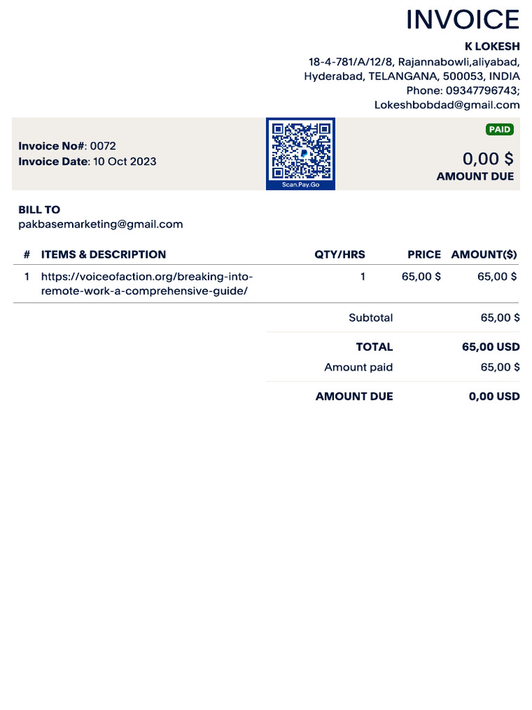 Invoice - 0072 | PDF