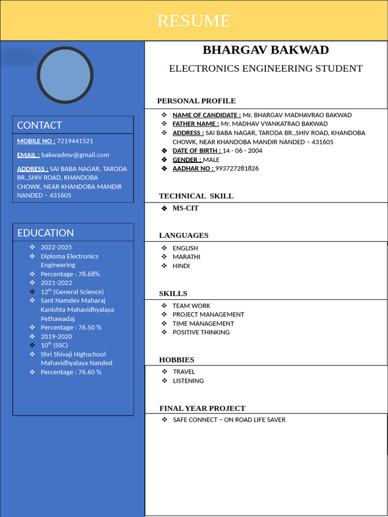 BHARGAV RESUME | PDF