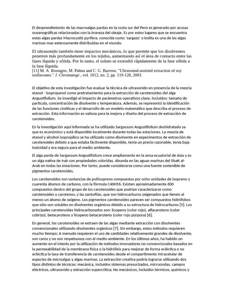 Algas Pardas | PDF | Carotenoide | Solvente