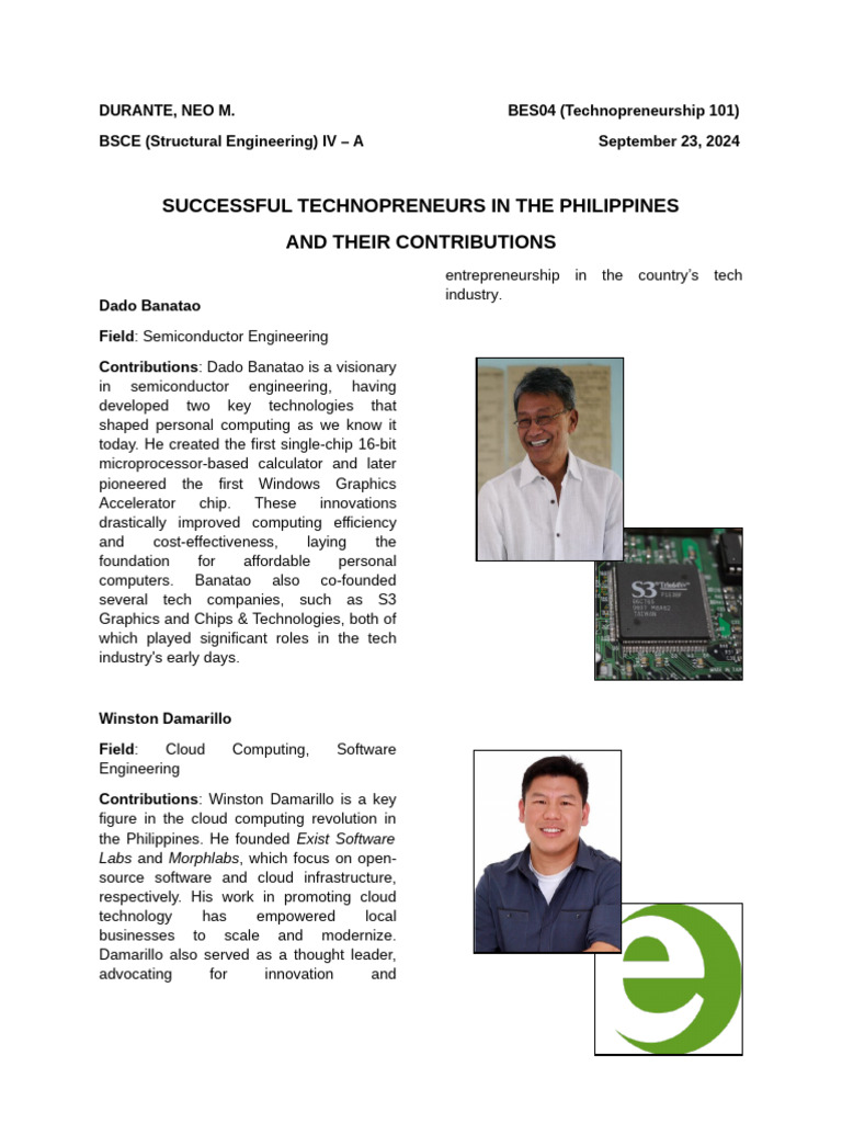Successful Technopreneurs in The Philippines | PDF | Computing ...