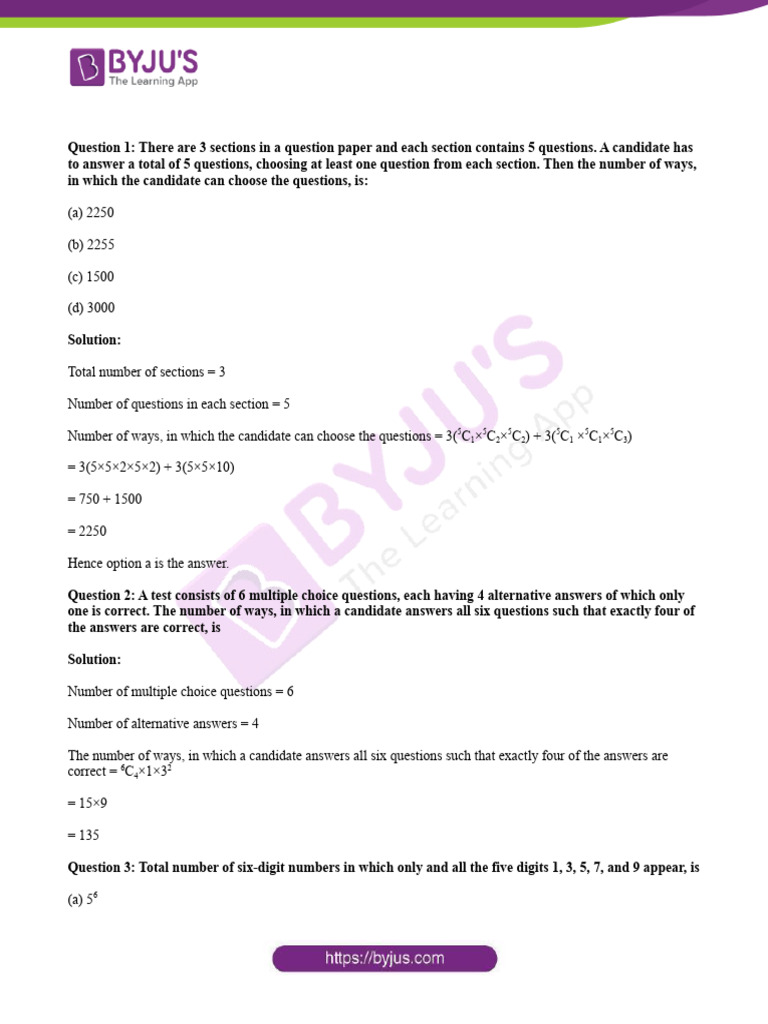 Permutation-and-Combination-JEE-Advanced-Previous-Year-Questions-with-Solutions.docx | PDF ...