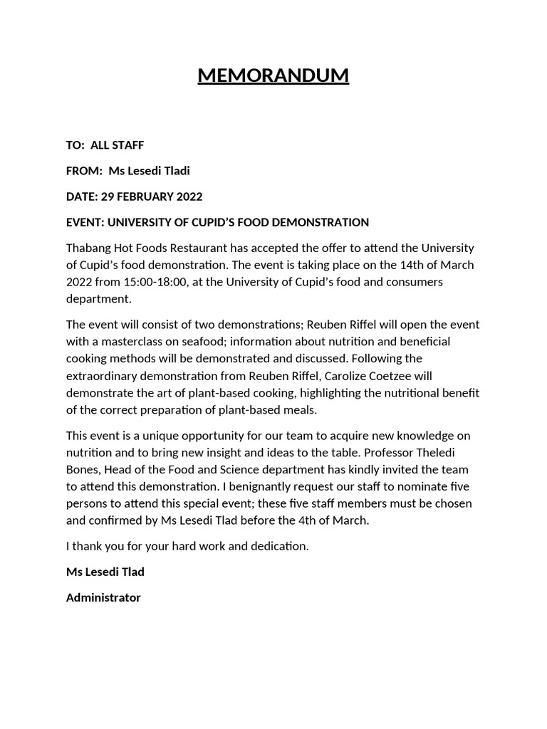 University Food Demo Invitation | PDF | Punishments