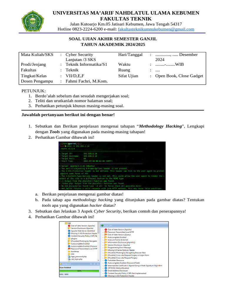 Soal Uas Cyber Security Ganjil 2024 | PDF