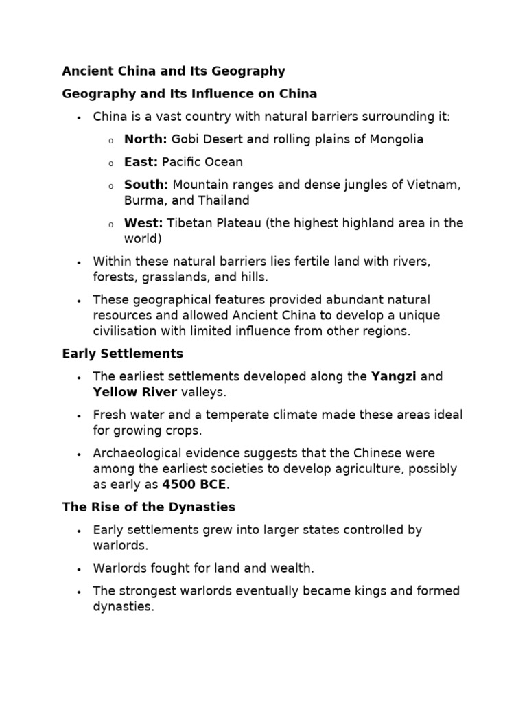 Ancient China and Its Geography | PDF | Emperor Of China | China