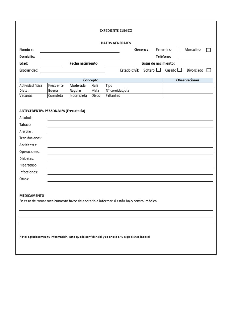 Expediente Clinico | PDF
