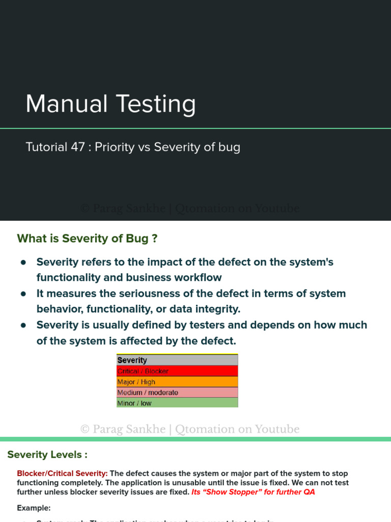 Priority and severity | PDF | Software Bug | Software Testing