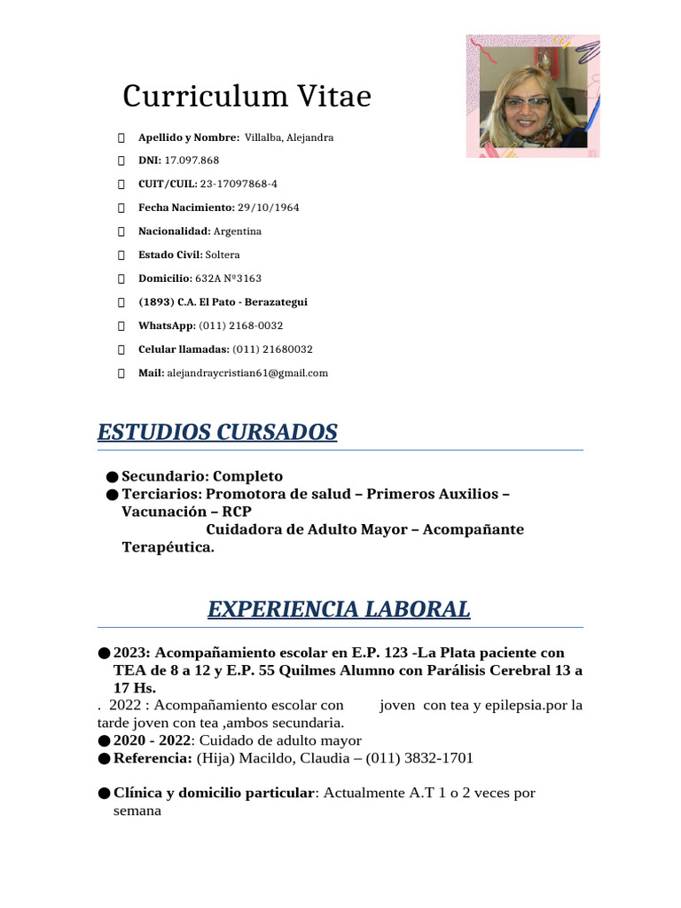 Curriculum Villalba, Alejandra | PDF