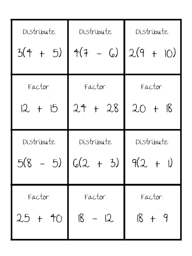 Factoring Distributing Tic Tac Toe | PDF