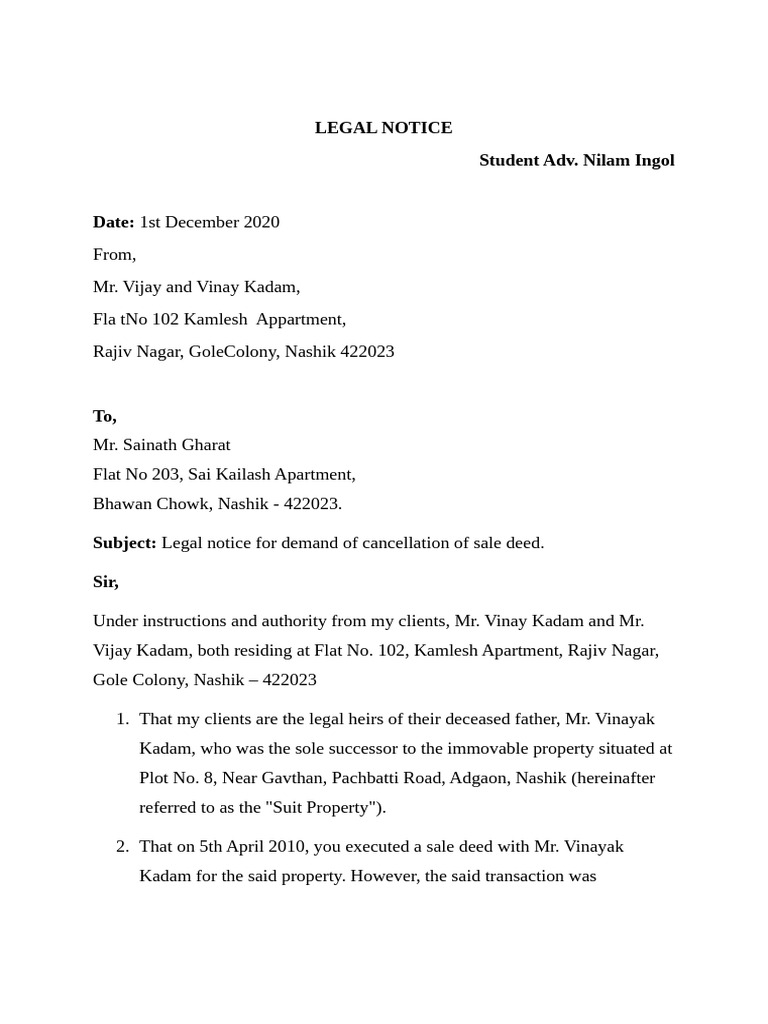 LEGAL NOTICE Final Draft | PDF | Law And Economics | Justice