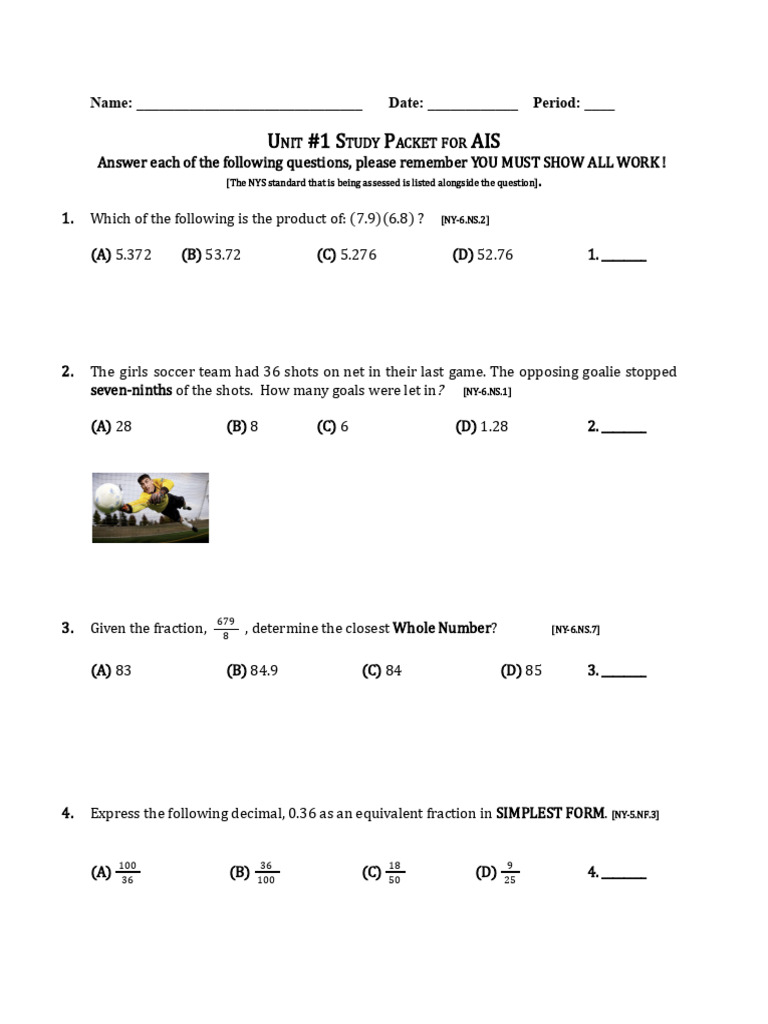 Unit #1 Study Packet for AIS | PDF | Mathematics | Lexicology