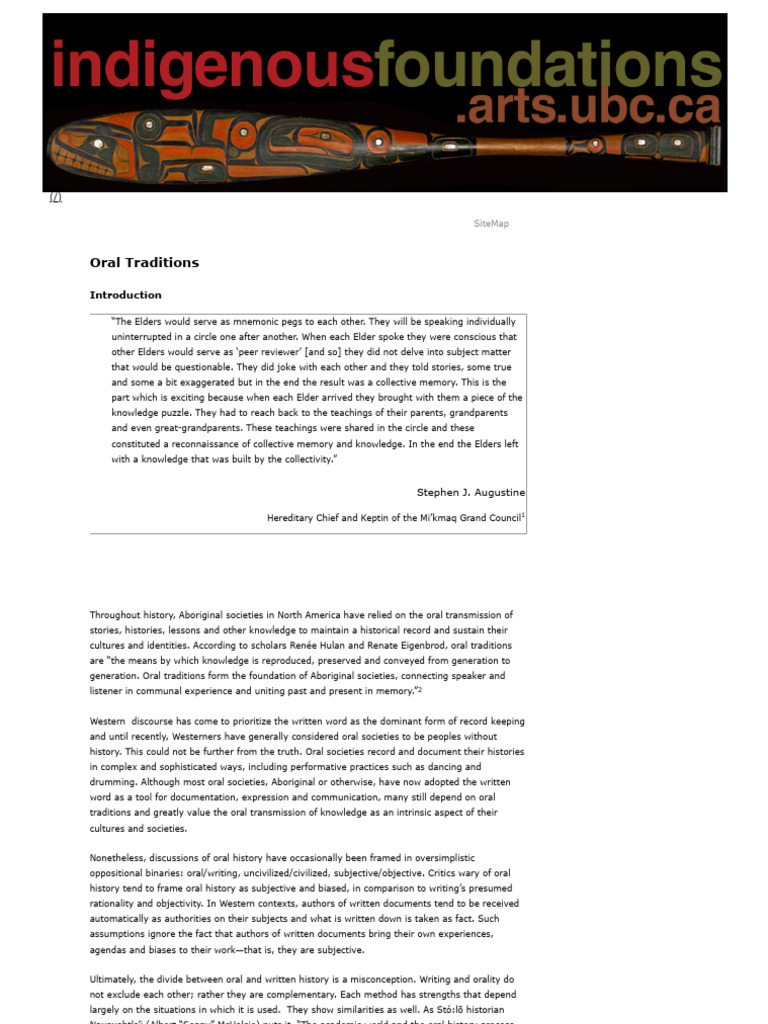 Understanding Oral Traditions in First Nations | PDF | Oral Tradition
