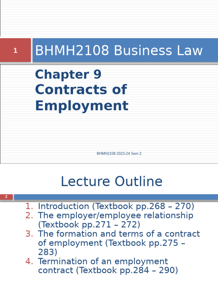 Chapter09 - Contracts of Employment | PDF | Employment | Legal Liability