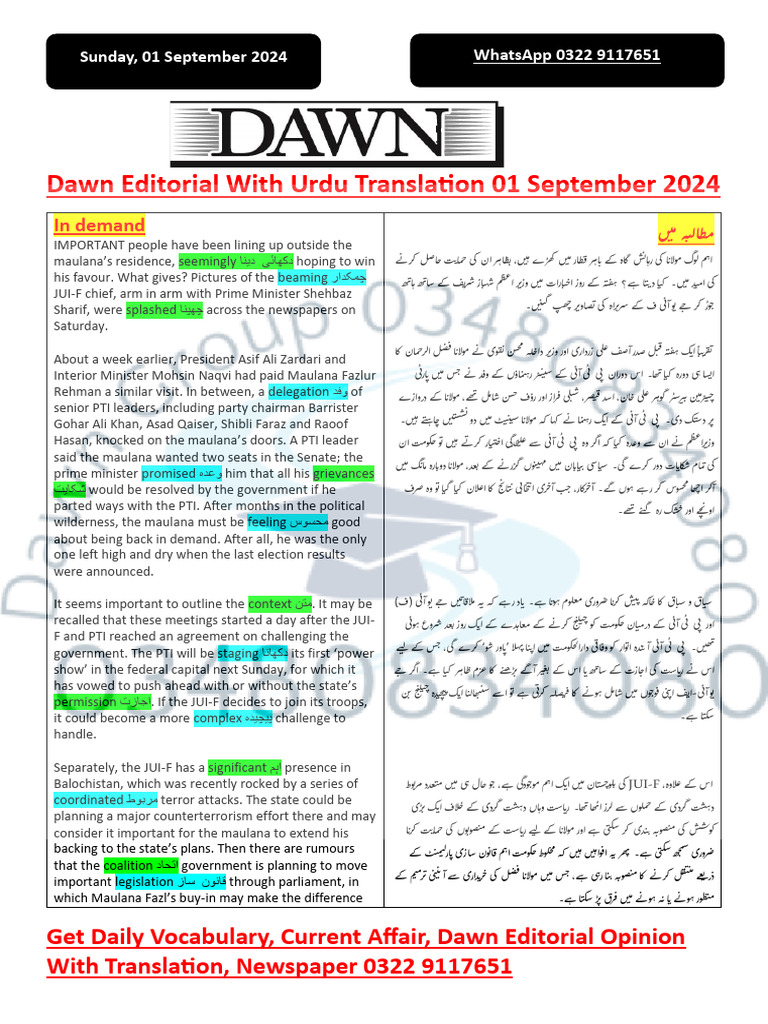 01 September Dawn Editorial | PDF