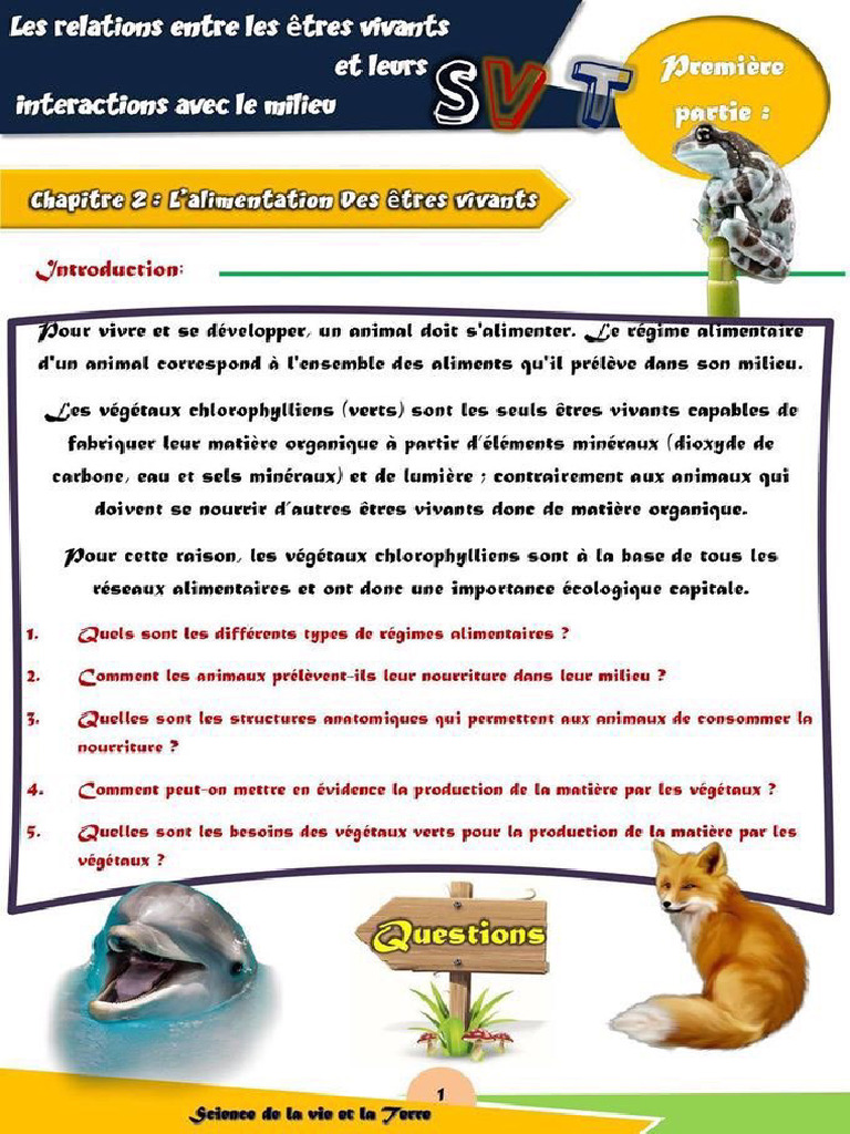 Lalimentation Chez Les Etres Vivants Cours 2 PDF | PDF