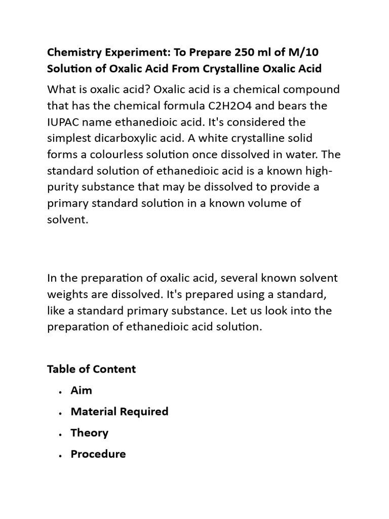 Chemistry Experiment 1 | PDF | Chemical Substances | Acid