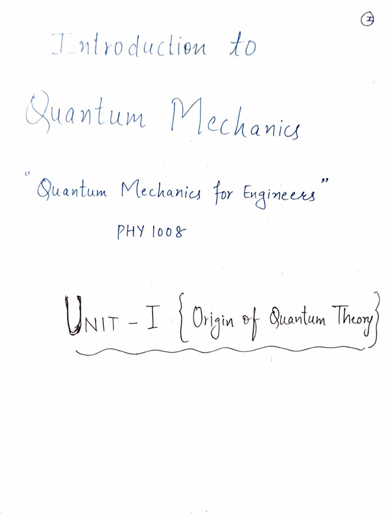 Quantum Mechanics Unit 1 GDGU | PDF